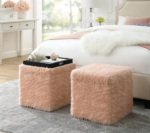 INSPIRED HOME Allen Ottoman With Tray