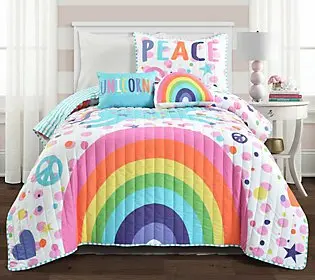 LUSH DECOR Unicorn Rainbow Twin Quilt Set By - One-color