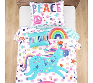 LUSH DECOR Unicorn Rainbow Twin Quilt Set By
