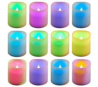 LUMABASE 12 Color Changing Flameless Resin Voti Ve Candles - One-color