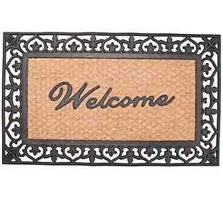 NATURE MATS BY GEO Tc Scroll Rubber Border Welcome Doormat - One-color