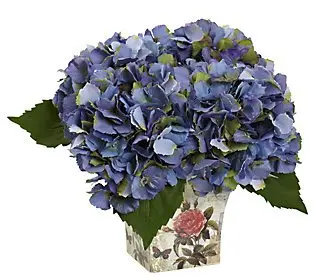 NEARLY NATURAL Hydrangea With Floral Planter By - One-color
