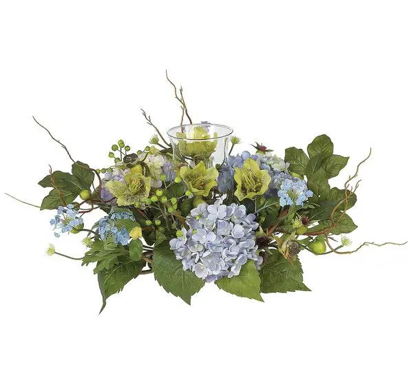 NEARLY NATURAL Hydrangea Candleabrum Centerpiece Nearly Nat Ural
