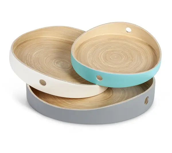 GERSON INTERNATIONAL Set Of 3 Nesting Bamboo Trays Gerson Co - One-color
