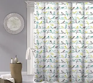 DAINTY HOME Birds Cotton Fabric Shower Curtain - One-color