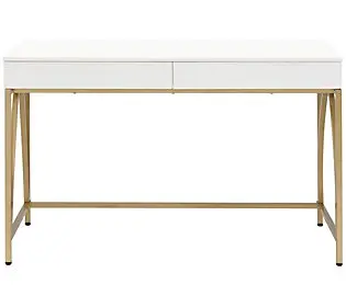 ACME Lightmane Desk, White High Gloss & Gold