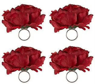 DESIGN IMPORTS Peony Napkin Ring Set Of 4 - One-color