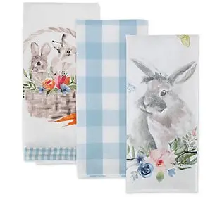 DESIGN IMPORTS Floral Bunnies Set Of Kitche N Towels - One-color