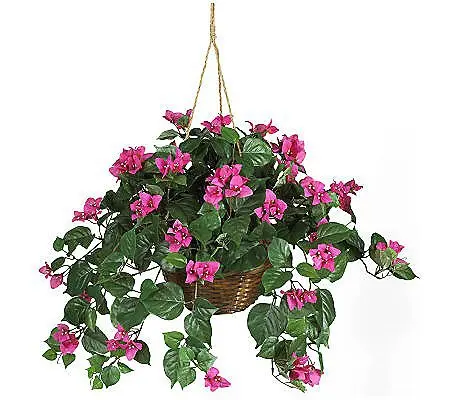 NEARLY NATURAL Pink Bougainvillea Silk Hanging Basket Nearl Y Natural - One-color