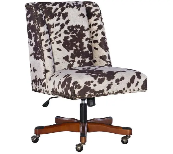 LINON Home Walker Brown Cow Print Office Chair - One-color