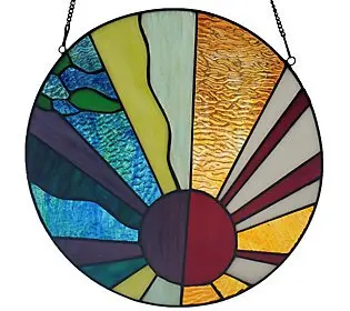 RIVER OF GOODS 12.75'h Sunray Stained Glass Win Dow Panel - One-color