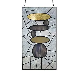 RIVER OF GOODS 18'h Zen Stone Stained Glass Win Dow Panel - One-color