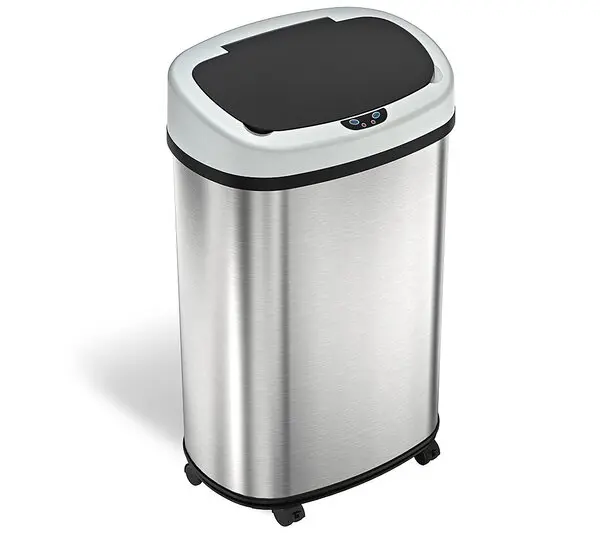 ITOUCHLESS Glide 13-gal Oval Stainless Steel Se Nsor Trash Can - Silver