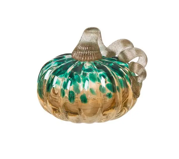 GLITZHOME Glitter Small Glass Indoor Decorativefall Pumpkin - One-color