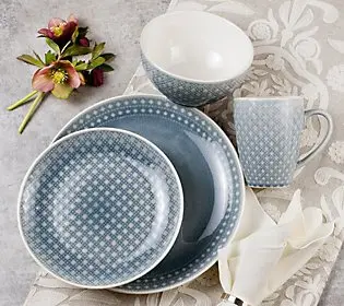 EURO CERAMICA Palma 16-pc Gray Dinnerware Set