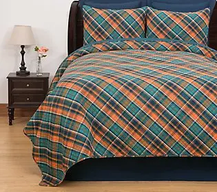 VALERIE PARR HILL Troy Plaid King Quilt Set Valeie - One-color