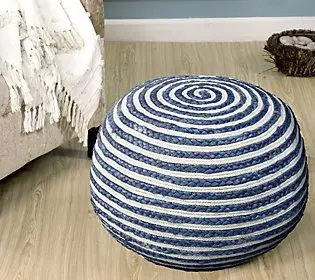 OX BAY TRADING CO. Ox Bay Seafaring Navy Pouf