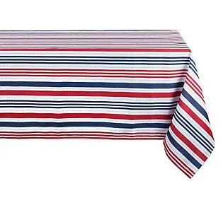 DESIGN IMPORTS Patriotic Stripe Outdoor Tablecl Oth 60' X 84 - One-color
