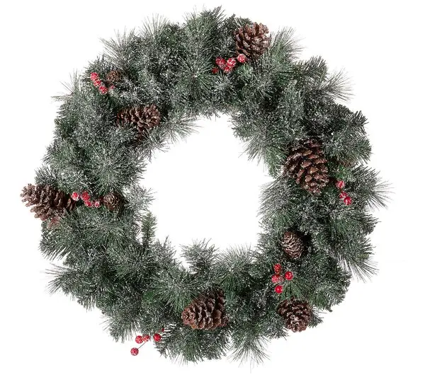 GLITZHOME Pre-lit Glittered Pinecone Christmas Ath W/lights - One-color