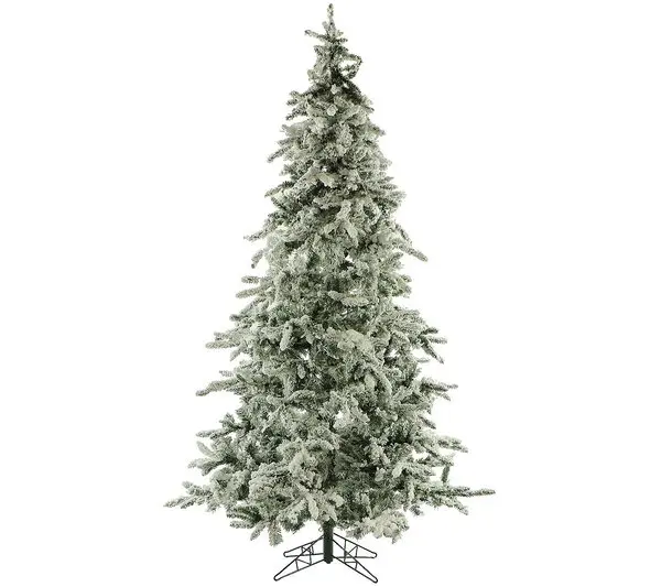 FRASER HILL FARM 9' Flocked Mountain Pine Multi Color Lit Tree