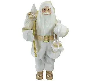 NORTHLIGHT 18' Gold & White Standing Santa Figu E W/ Presents - One-color