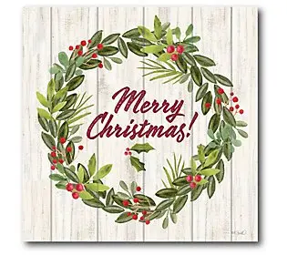 COURTSIDE MARKET Merry Christmas Wreaths 16x16 Anvas - One-color