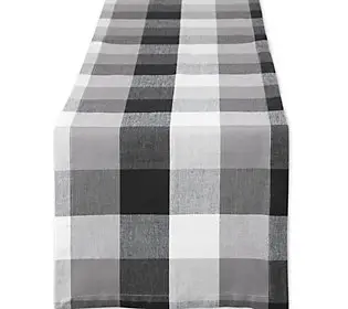 DESIGN IMPORTS 14' X 108' Tri Color Check Table Runner - One-color