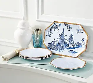 HOUSE NO. 9 BY HOME LOVE Chinoiserie Melamine Tray & Plates - One-color