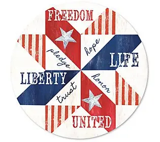 COURTSIDE MARKET Patriotic 12' X 12' Circular W Ood Decor - One-color