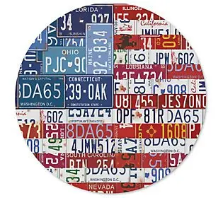 COURTSIDE MARKET Usa Flag 12' X 12' Circular Wo Od Decor - One-color