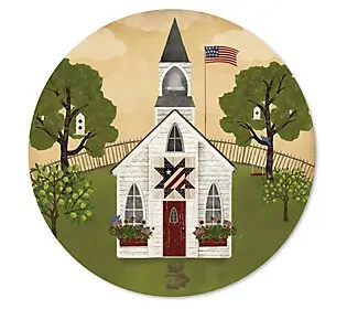 COURTSIDE MARKET Americana Church 12'x12' Circu Lar Wood Decor - One-color