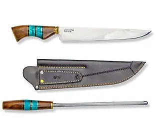 BRAZILIAN FLAME Ribs 10-inch Stainless Knife W/ Sharpener