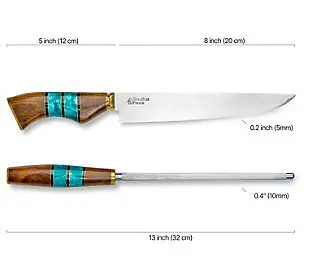 BRAZILIAN FLAME Ribs 10-inch Stainless Knife W/ Sharpener