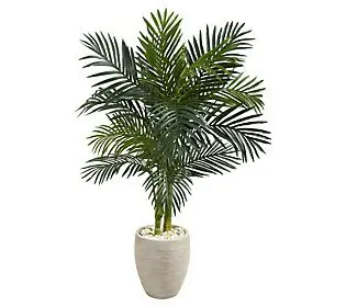 NEARLY NATURAL 4.5' Golden Cane Palm Tree In Ov Al Planter - One-color