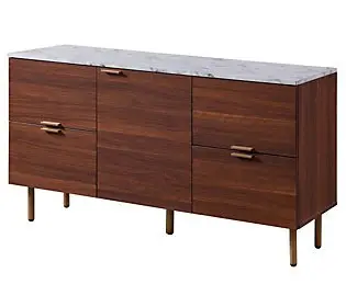 TEAMSON Rectangular Wood Sideboard, Marble /walnut - One-color