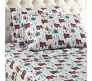 SHAVEL Micro Flannel Printed Queen Sheet Set - One-color