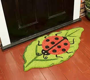 GEO CRAFTS Ladybug Coir Doormat With Pvc Backing