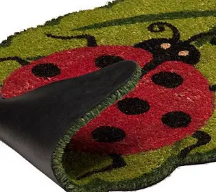 GEO CRAFTS Ladybug Coir Doormat With Pvc Backing
