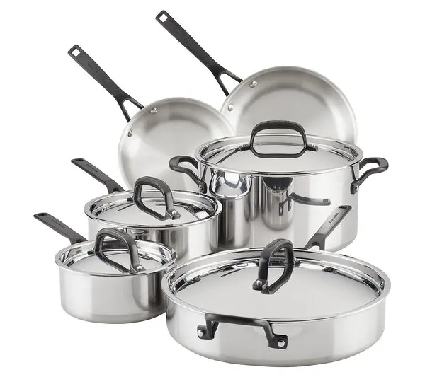 KITCHENAID 5-ply Clad Stainless Steel 10-piece Kware Set - Silver