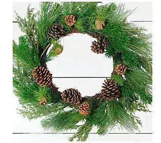 NORTHLIGHT Classic Wreath W/pinecones