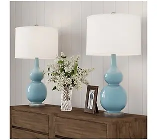 HASTINGS HOME Ceramic Double Gourd Table Lamps Set Of 2 By - One-color