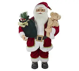 NORTHLIGHT 18' Standing Santa Figure W/ Snow Sh Es & Presents - One-color