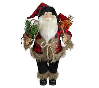 NORTHLIGHT 18' Standing Santa Figure With Snow Hoes And Bear - One-color