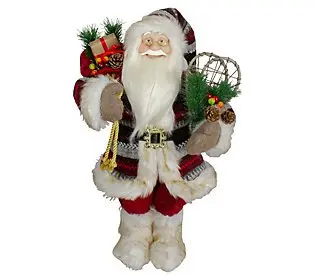 NORTHLIGHT 18' Standing Santa Figure W/ Snow Sh Es & Fur Boots - One-color