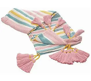 OX BAY TRADING CO. Ox Bay Vibrant Sunny Striped Throw Blanket With Tassels - One-color