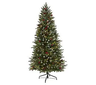 NEARLY NATURAL 6' Snow Tipped Christmas Tree W/ 00 Clear Led - One-color