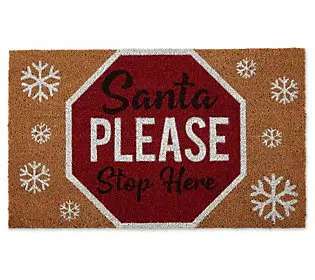 DESIGN IMPORTS Santa Please Stop Sign 18' X 30' Doormat - One-color