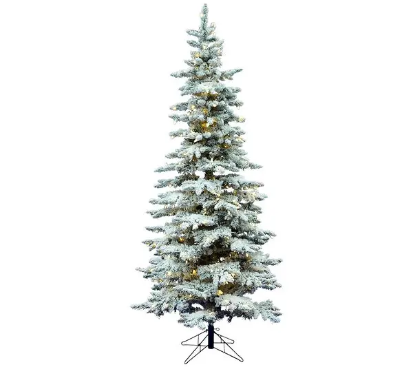 VICKERMAN 6.5' Flocked Utica Slim Artificial Ch Istmas Tree Ww - One-color