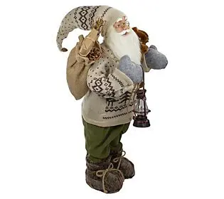 NORTHLIGHT 2' Standing Santa Figure W/ A Plush Ear & Lantern