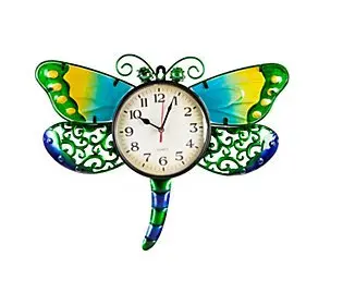 EVERGREEN Metal And Glass Shaped Wall Clock, Dr Agonfly - One-color